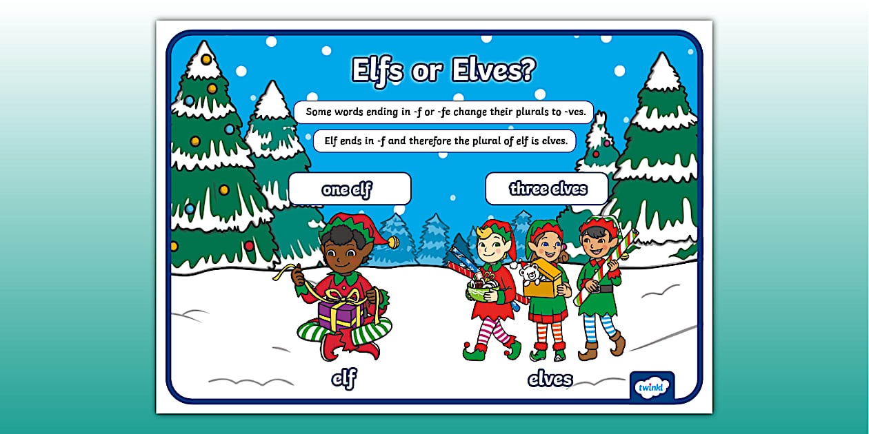 Elfs or Elves Irregular Plural Display Poster