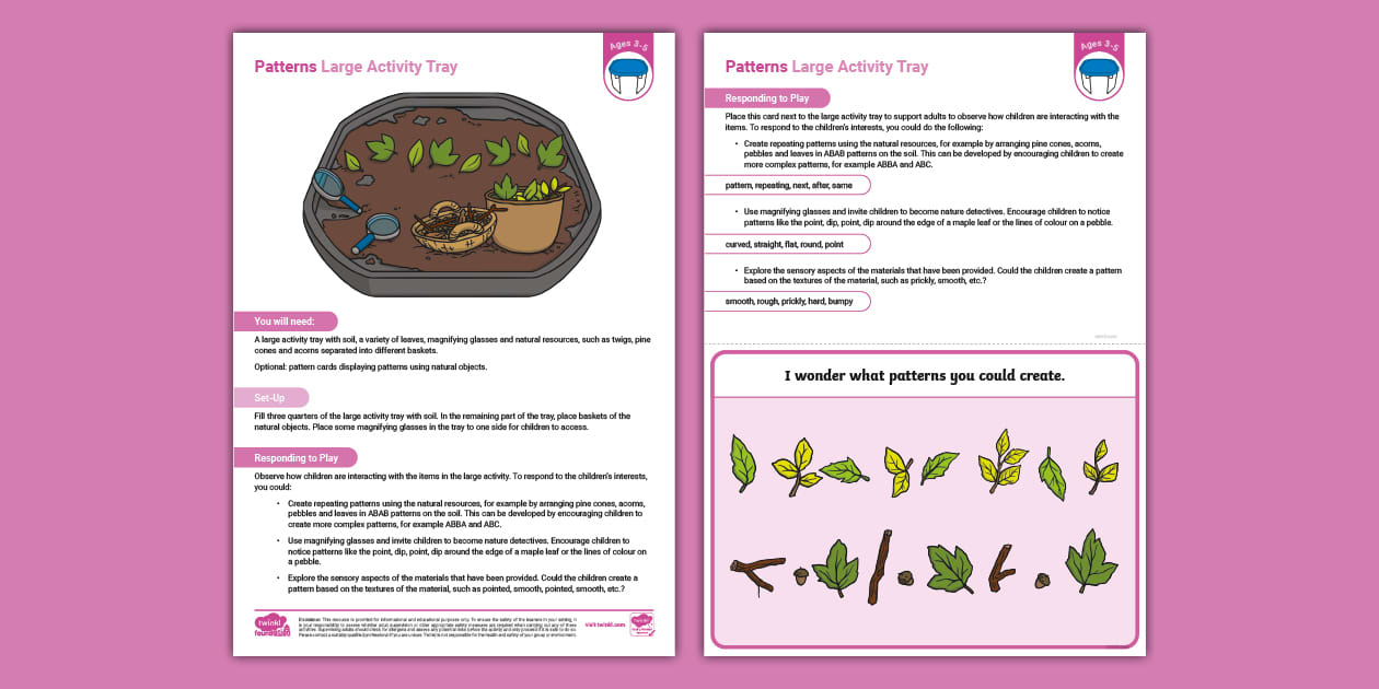 EYFS Ages 3-5 Large Activity Tray Set-Up: Patterns | Twinkl