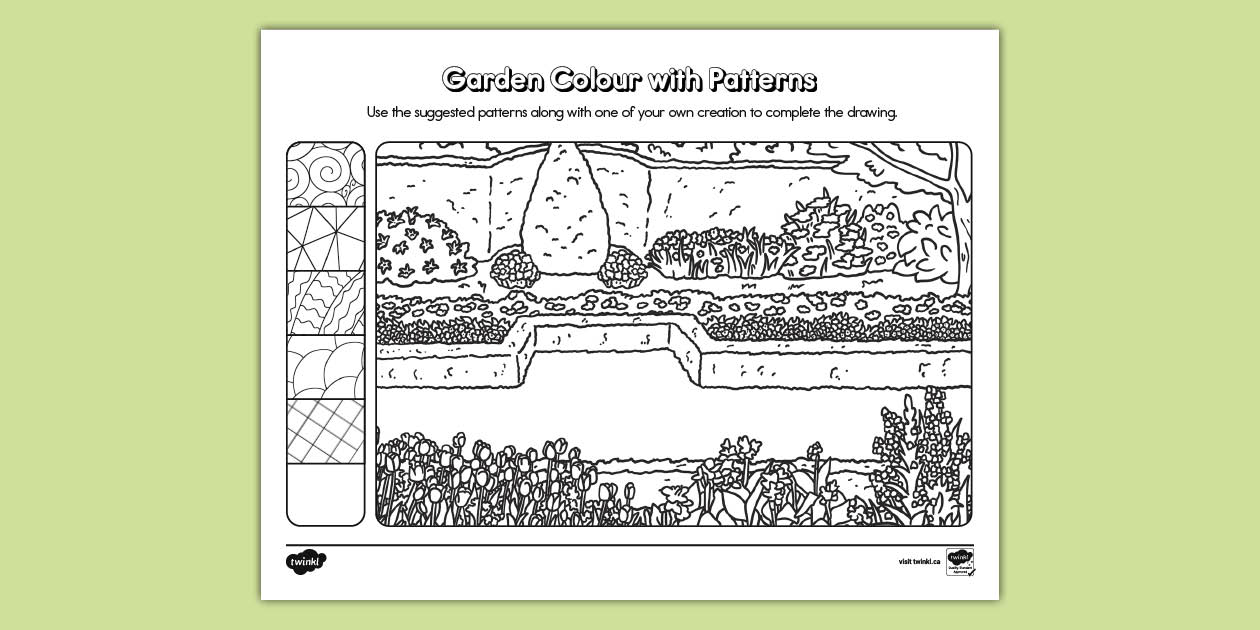 Garden Colour with Patterns Activity (teacher made) - Twinkl