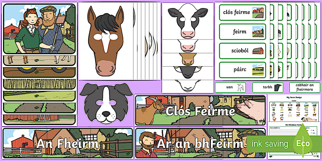 Aistear Pack The Farm Gaeilge Display Pack (teacher made)