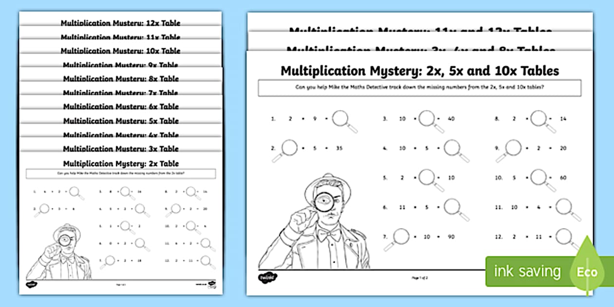 Multiplication Tables Missing Numbers Worksheets - Twinkl