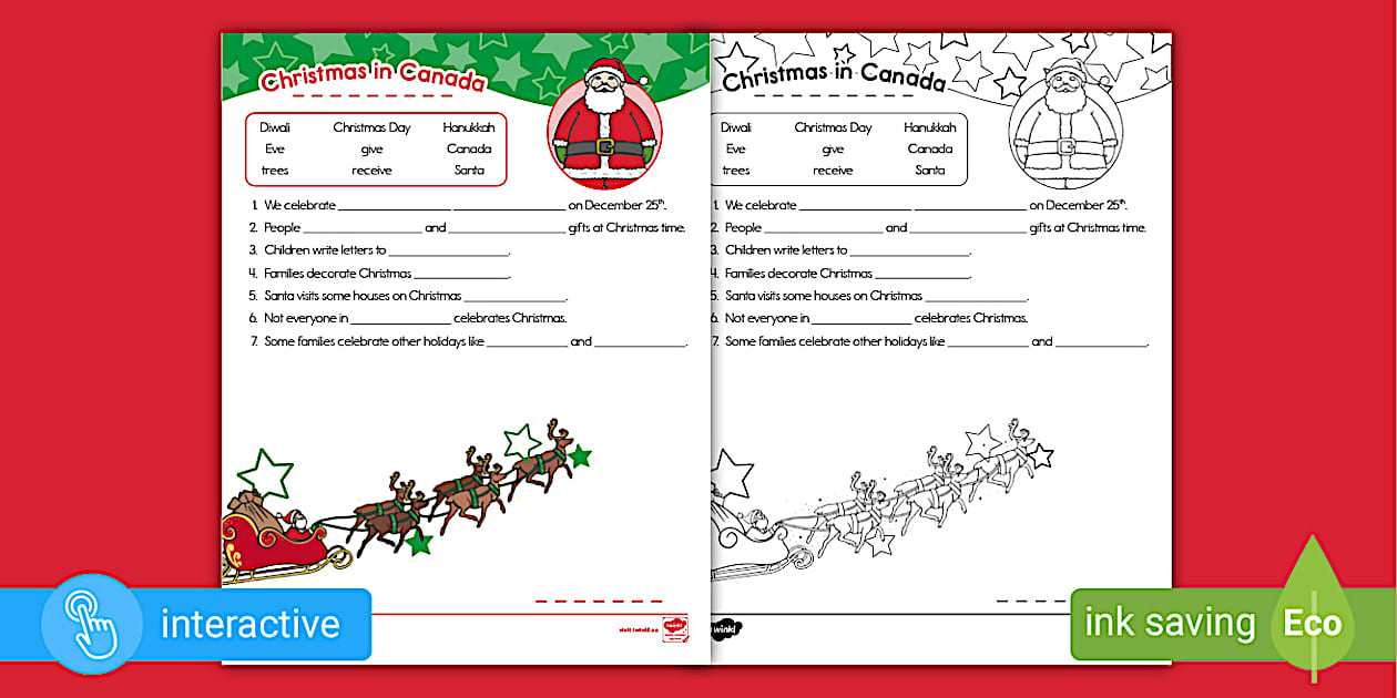Christmas in Canada Cloze Activity - Twinkl