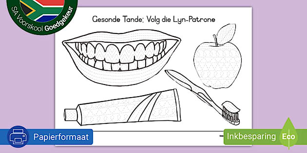Gesonde Tande: Volg die Lyn-Patrone Aktiwiteitbladsy