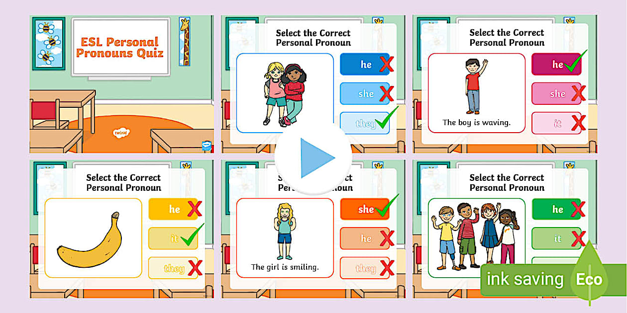ESL Personal Pronouns Quiz (teacher made) - Twinkl
