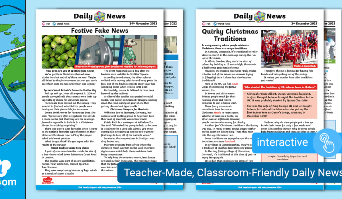 Weekly Comprehension Pack - 2nd December 2022 - Twinkl NewsRoom