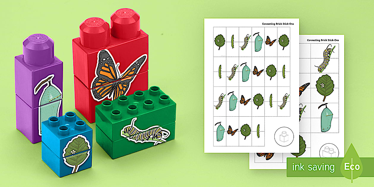 Life Cycle of a Butterfly Matching Connecting Bricks Game