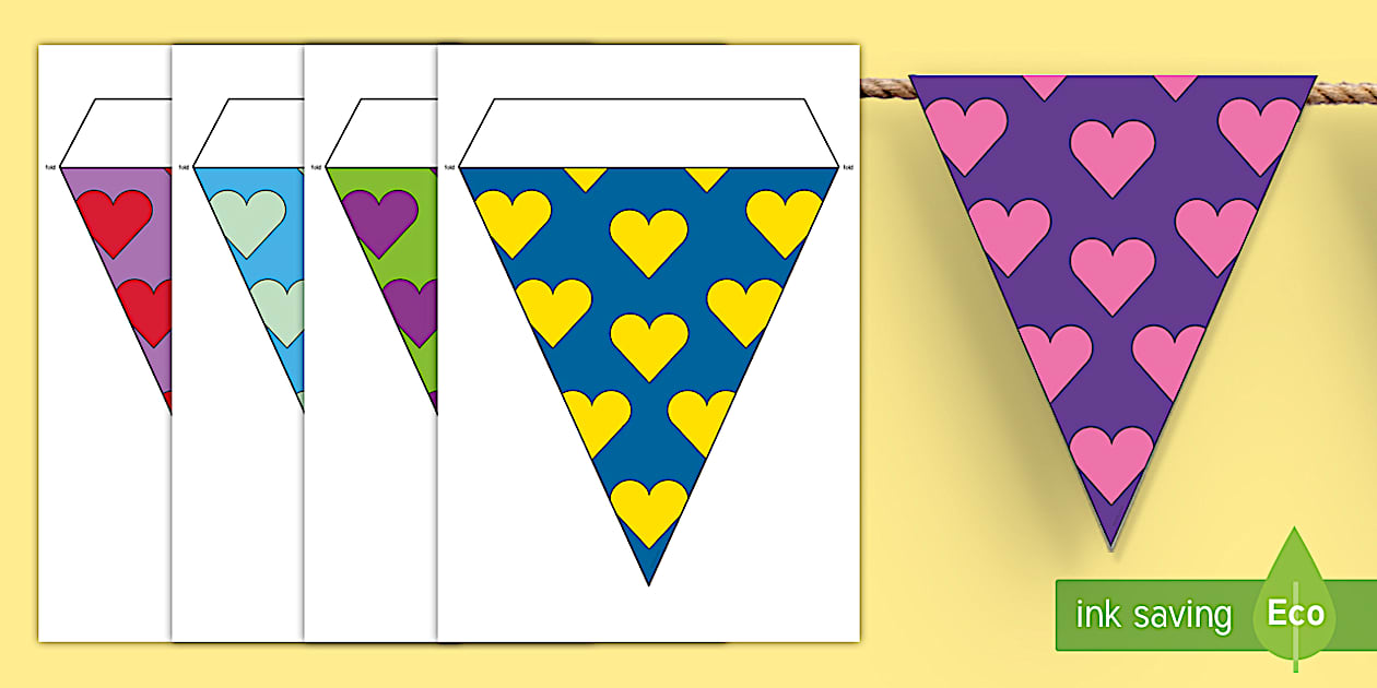 Editable Display Bunting (Hearts) (teacher made) - Twinkl