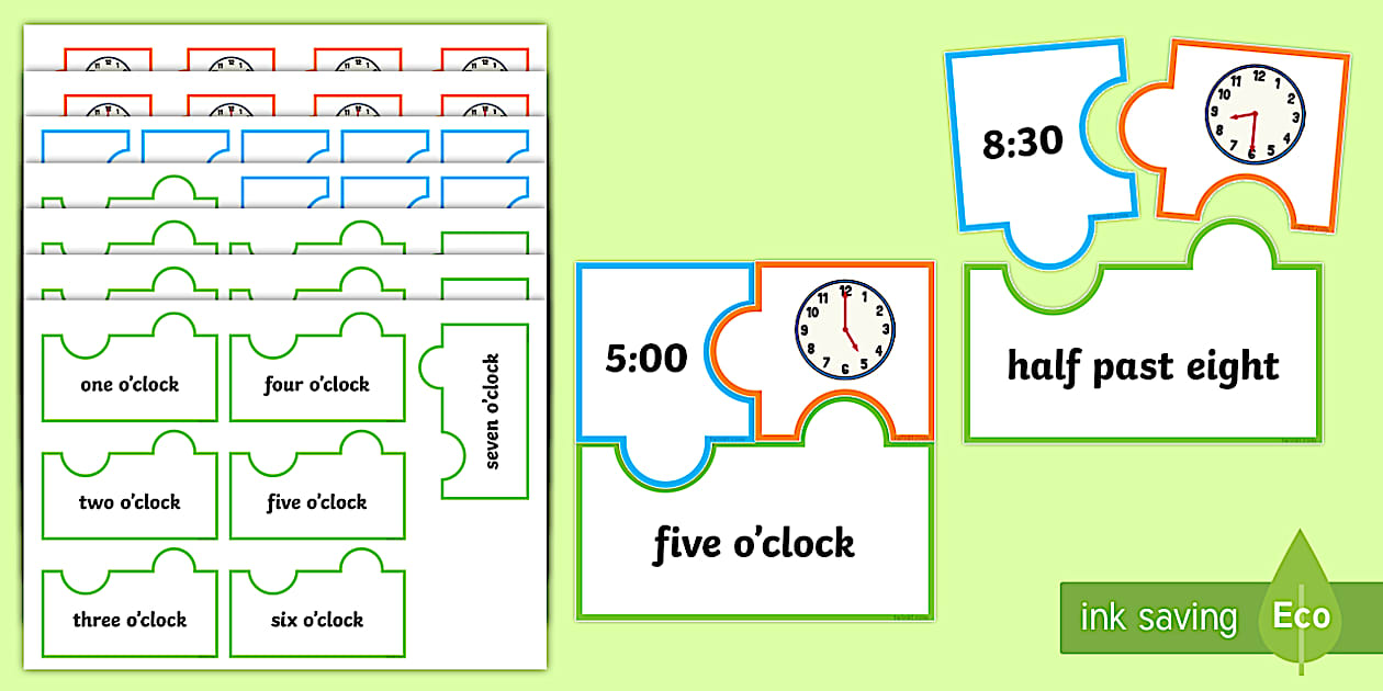 O'Clock and Half Past Time Matching Worksheet - Twinkl