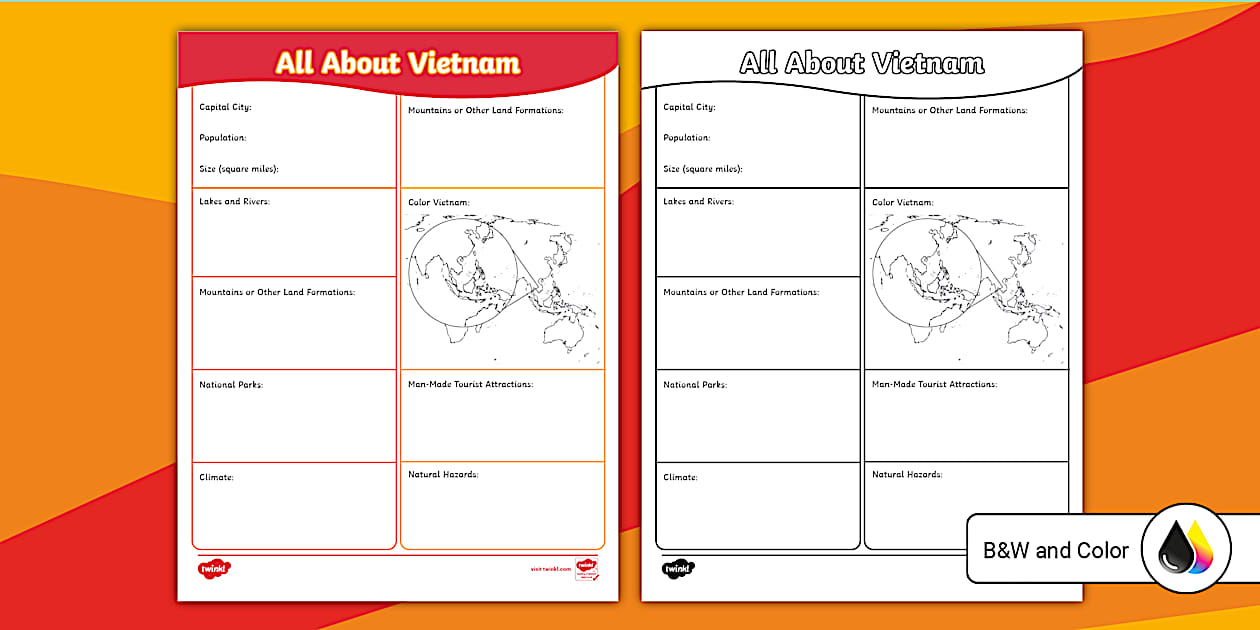 All About Vietnam Research Worksheet - Twinkl