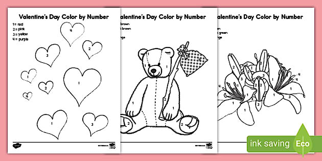Valentine's Day Color by Number Activities | Twinkl