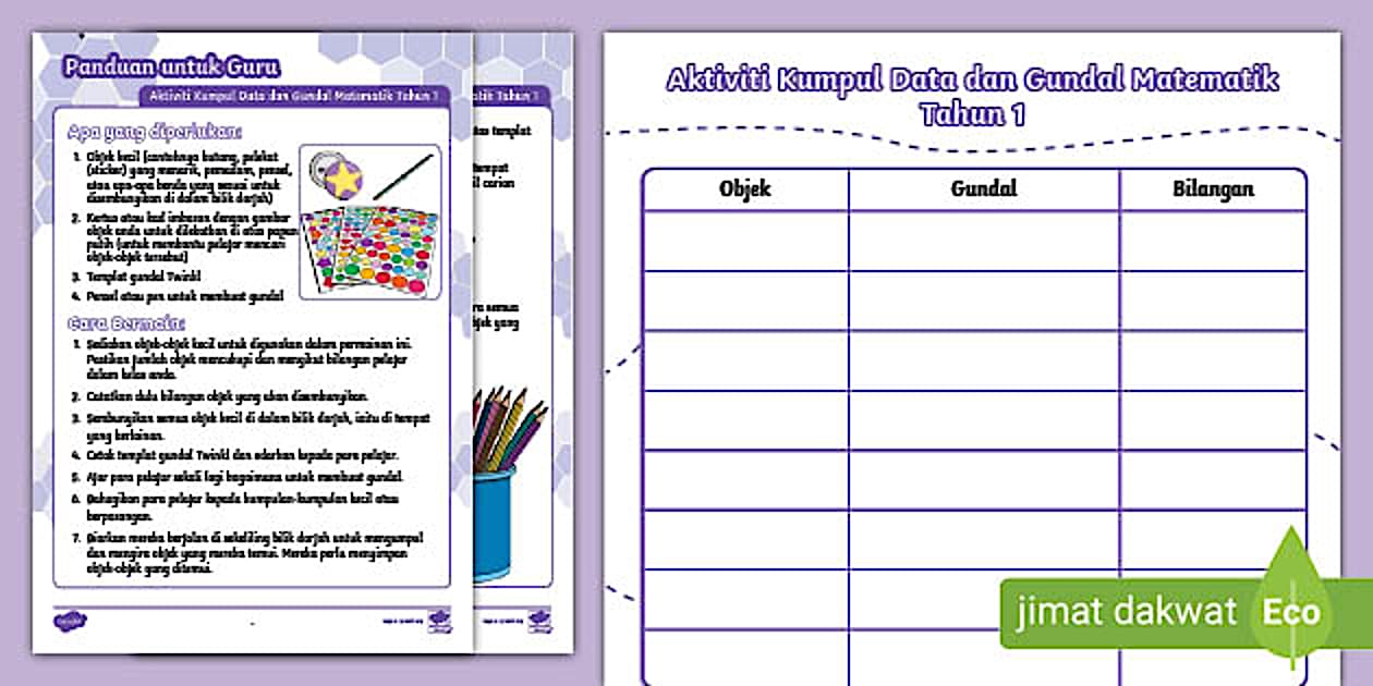 Aktiviti Kumpul Data dan Gundal Matematik Tahun 1 - Twinkl