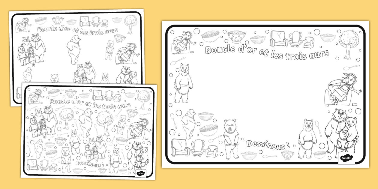 Coloriage Boucle d'or et les trois ours - Twinkl