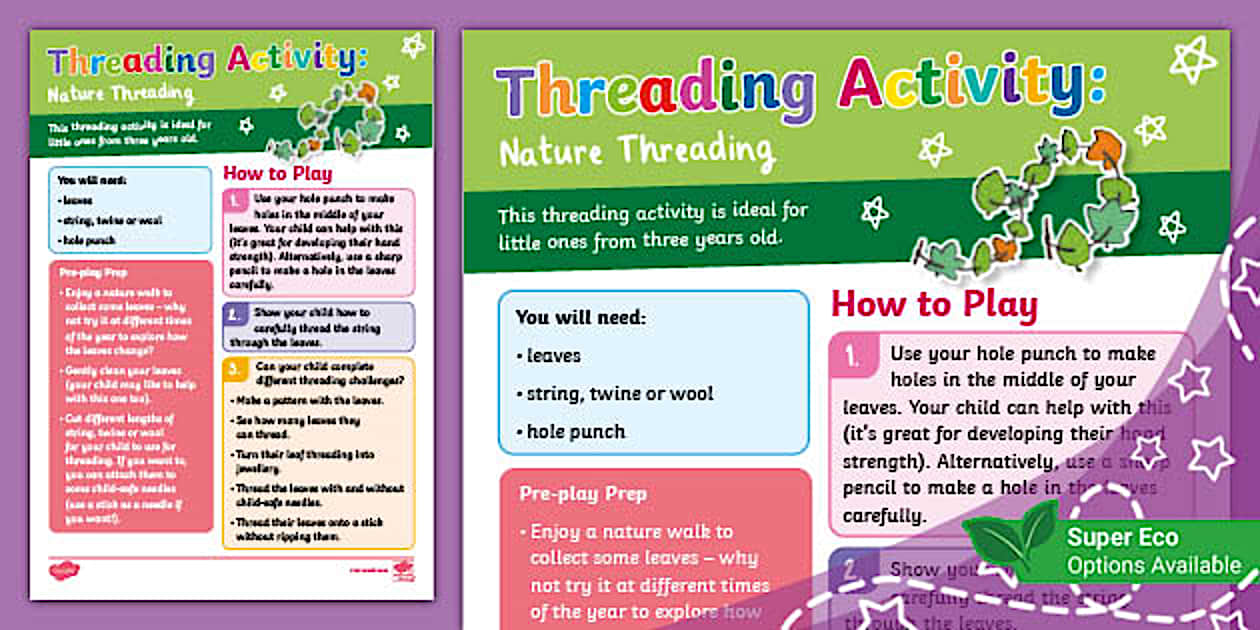 Nature Threading Activity (teacher made) - Twinkl