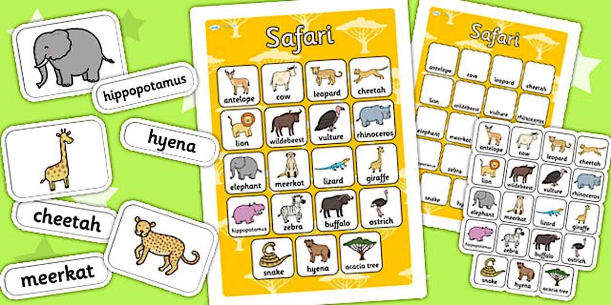 Safari Vocabulary Poster Mat (teacher made) - Twinkl