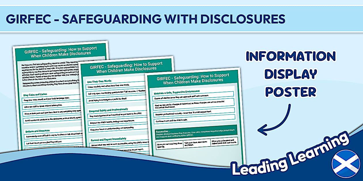 GIRFEC - Safeguarding: When Children Make Disclosures Poster