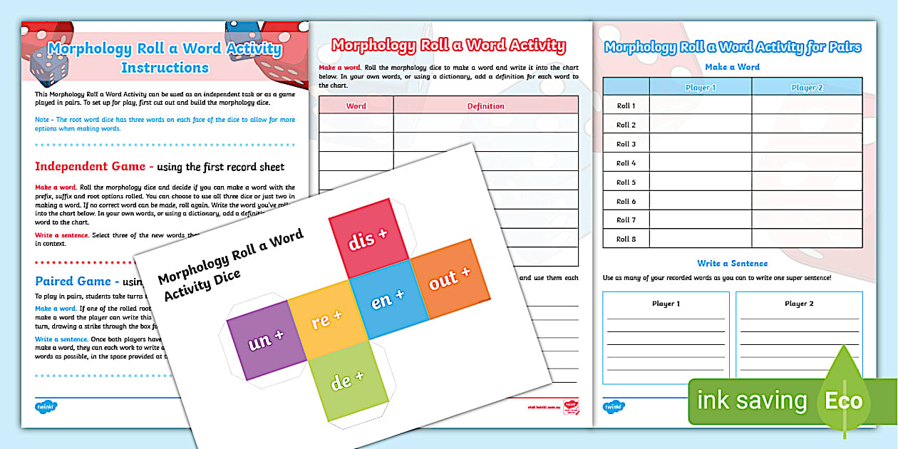 Morphology Roll a Word Activity | Suffixes and Prefixes