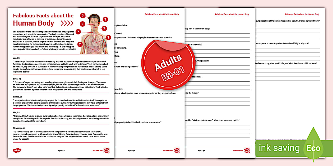 ESL Fabulous Facts about the Human Body [Adults, B2-C1]