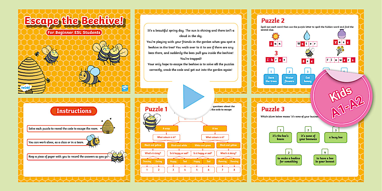 ESL Escape the Beehive Escape Room (teacher made) - Twinkl