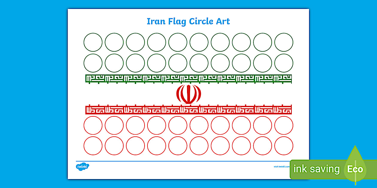 Iran Flag Circle Art Worksheet (teacher made) - Twinkl