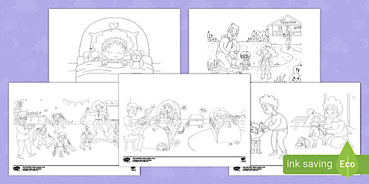 Growing Up in Bobbin Bridge: Asha's Bedtime Colouring Pages