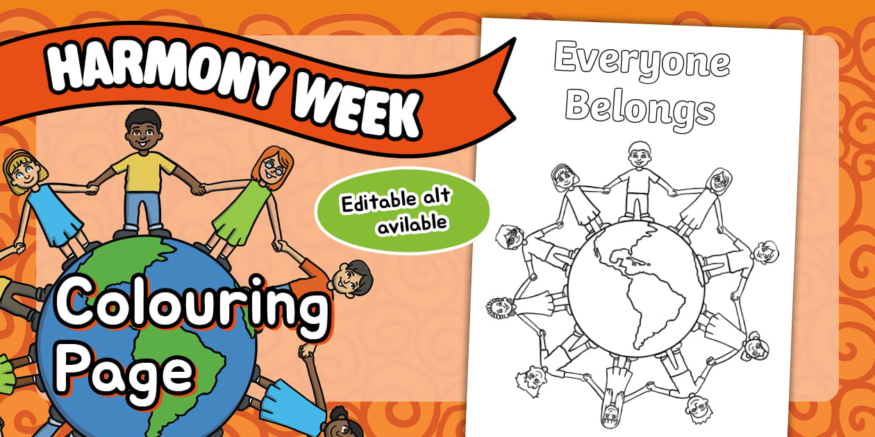 Harmony Week Colouring Page | Everyone Belongs | EYLF/F-2