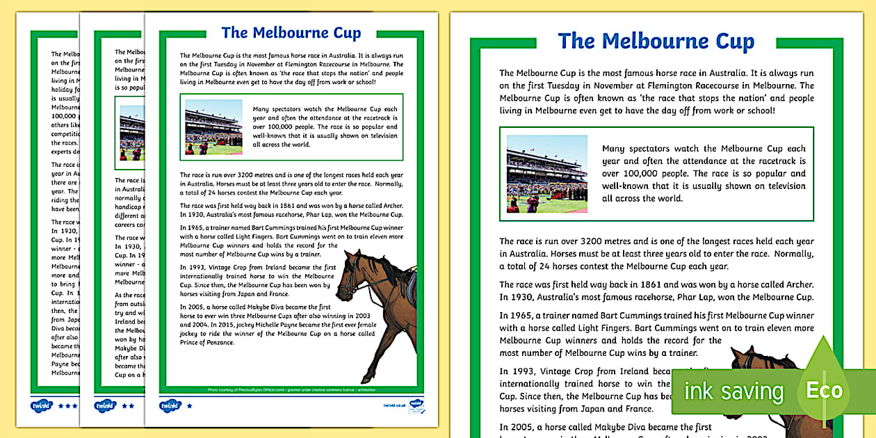 Melbourne Cup Differentiated Fact File