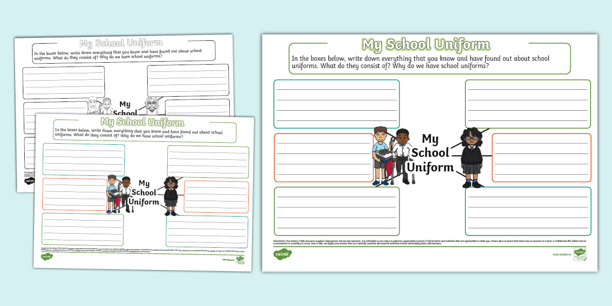 My School Uniform Mind Map - Twinkl