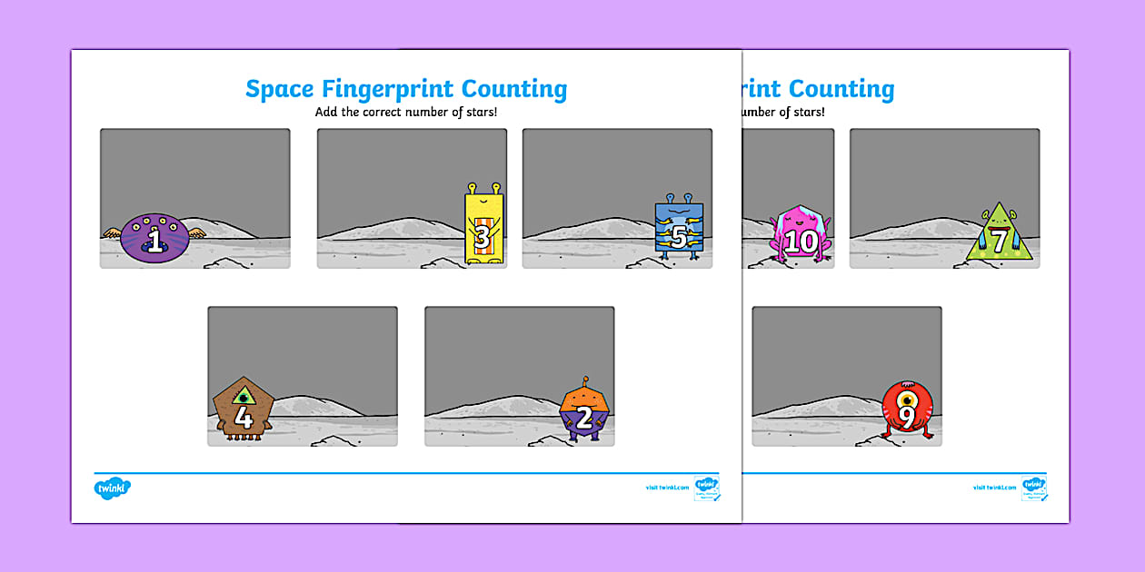 Space Fingerprint Counting Worksheet / Worksheet Pack