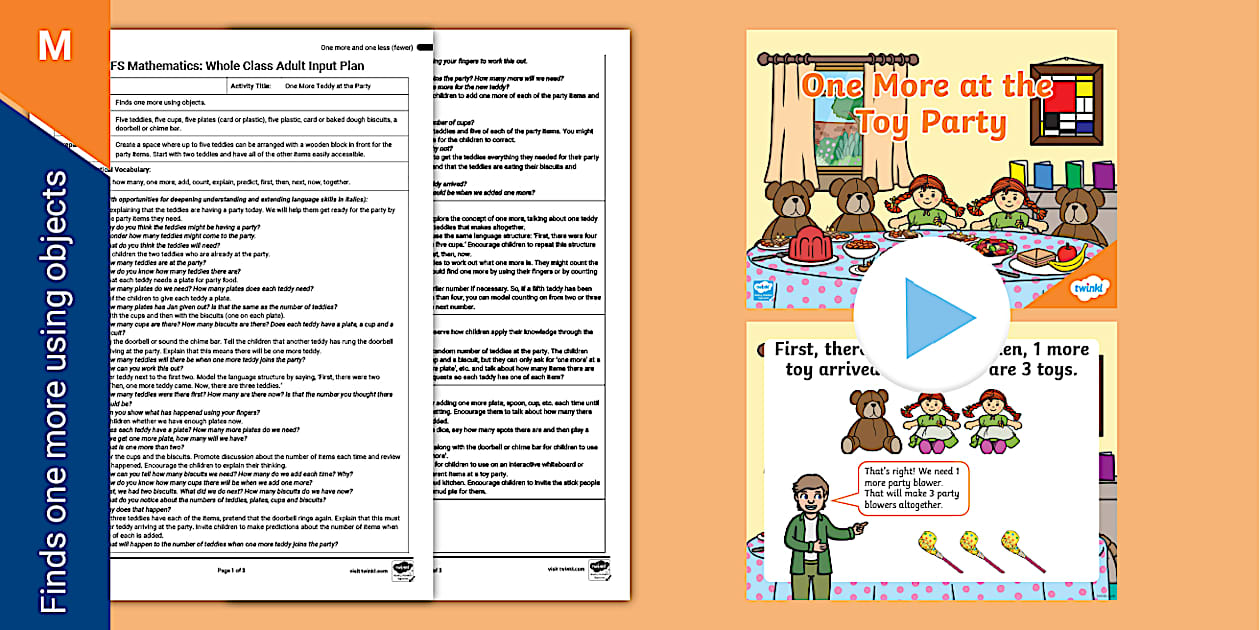 EYFS Maths One More Teddy at the Party Adult Input Planning
