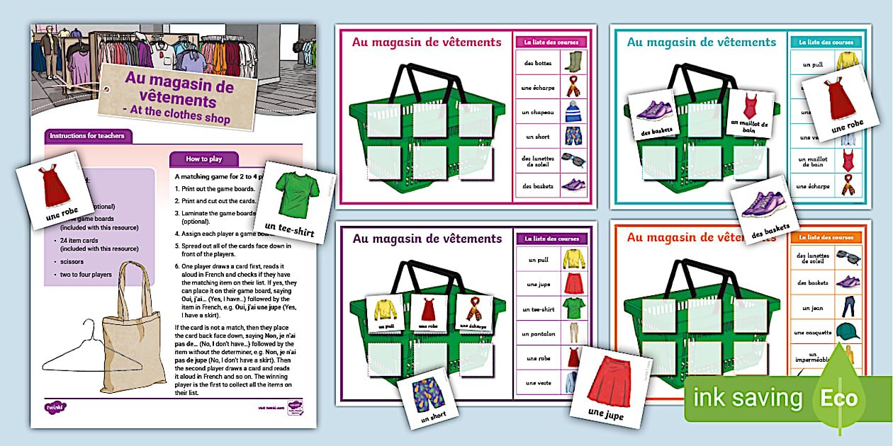 👉 French: At The Clothes Shop Matching Memory Game - Twinkl