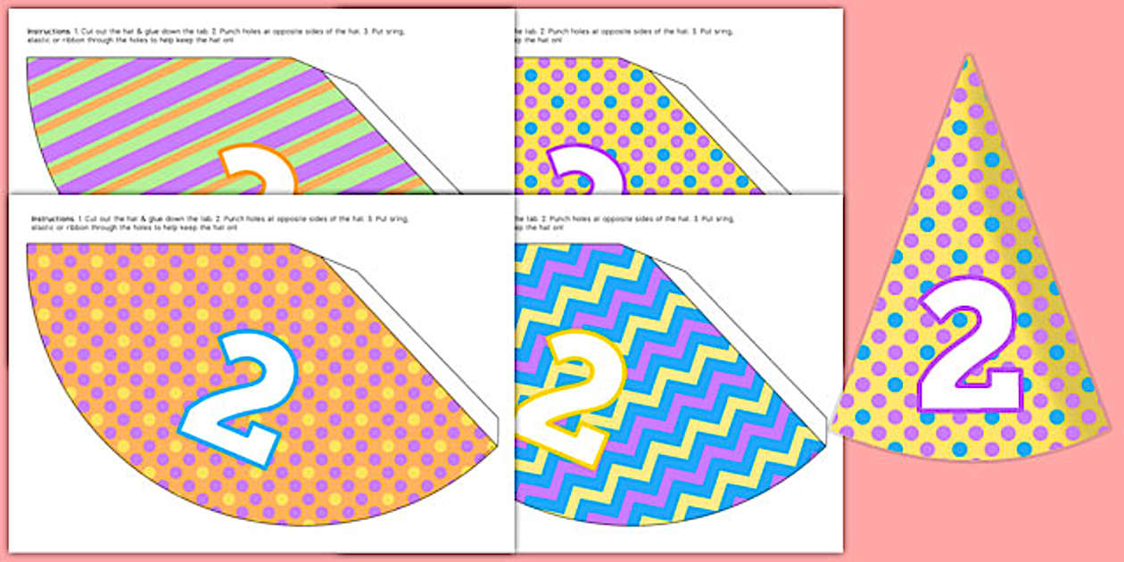 2nd Birthday Party Hats (teacher made) - Twinkl