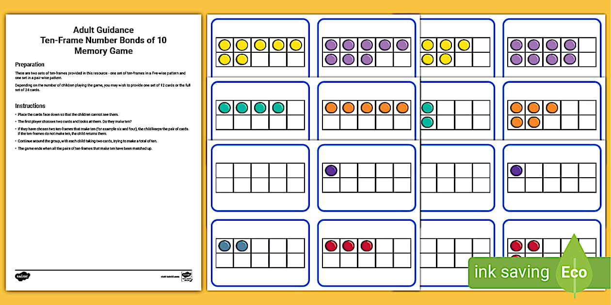 Editable Ten-Frame Number Bonds to 10 Memory Game - Twinkl