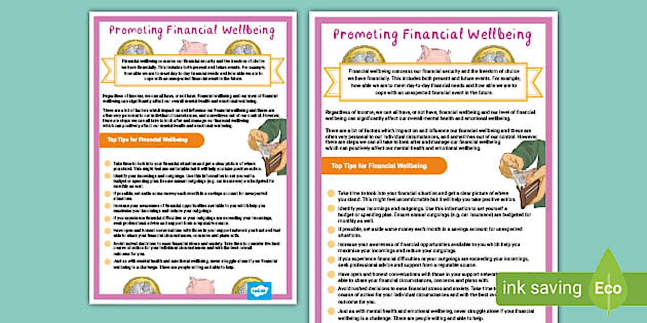 Staff Wellbeing Promoting Financial Wellbeing Poster