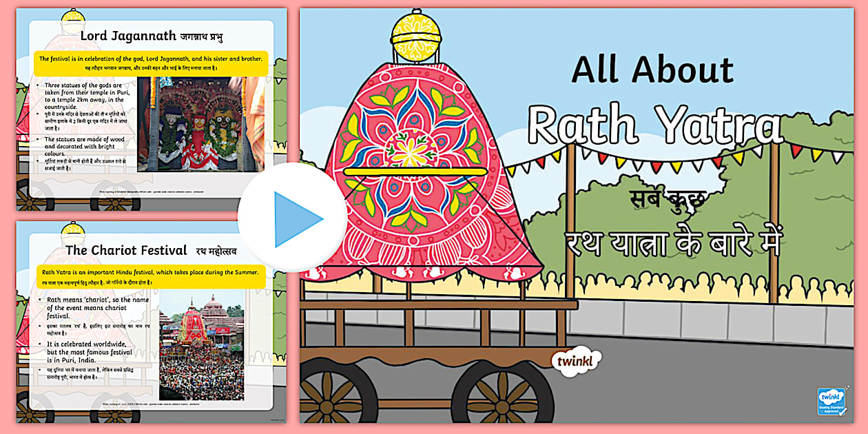 KS1 All About Rath Yatra PowerPoint English/Hindi - Twinkl