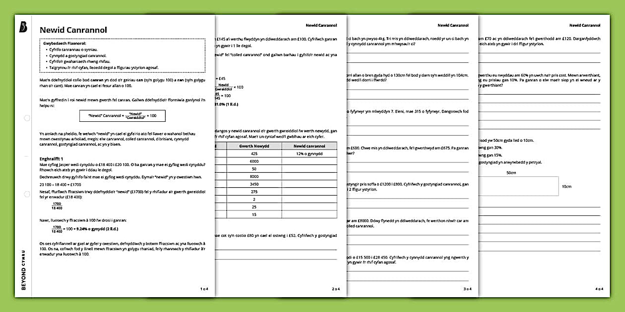 Newid Canrannol (Teacher-Made) - Twinkl