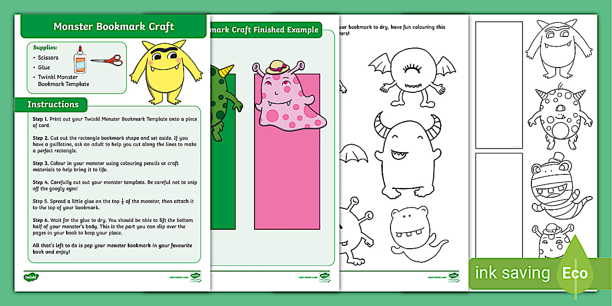 Kids' Monster Bookmark Craft (Teacher-Made) - Twinkl