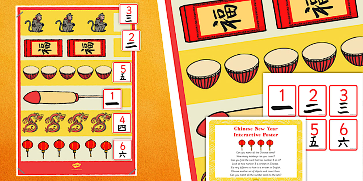 Chinese New Year Kindergarten Interactive Poster and Resource Pack 4xA4