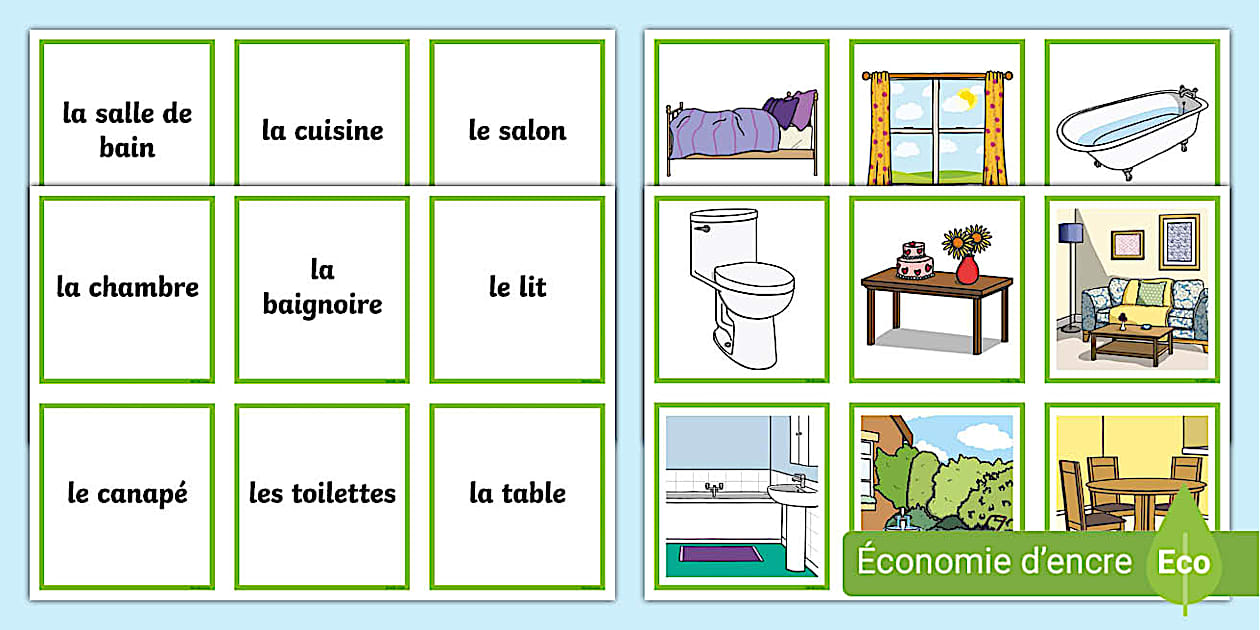 Jeu de paires sur les pièces de la maison - Twinkl