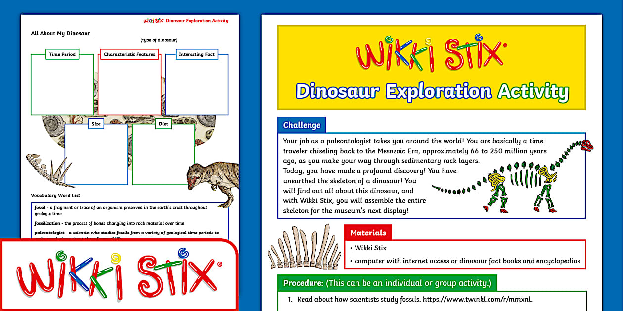 FREE! - Wikki Stix Dinosaur Exploration Worksheet | Twinkl USA