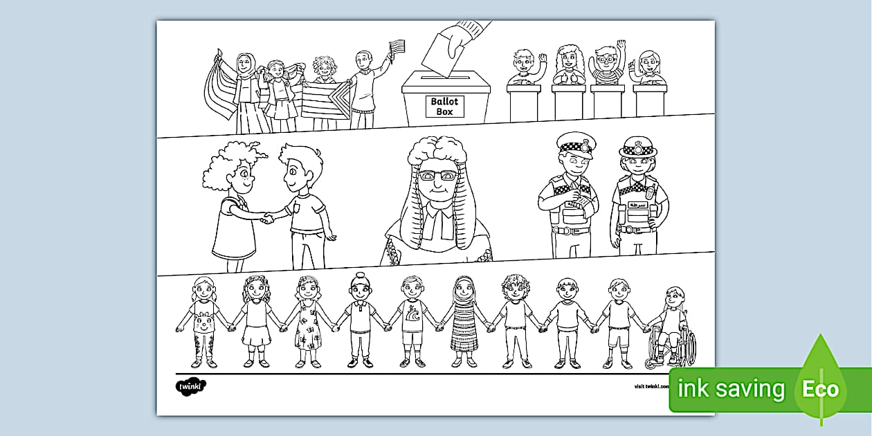 British Values Colouring Sheet,British Values (teacher made)
