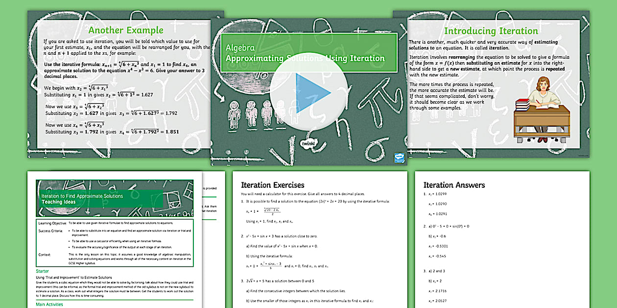 Iteration to Find Approximate Solutions Lesson Pack - Twinkl