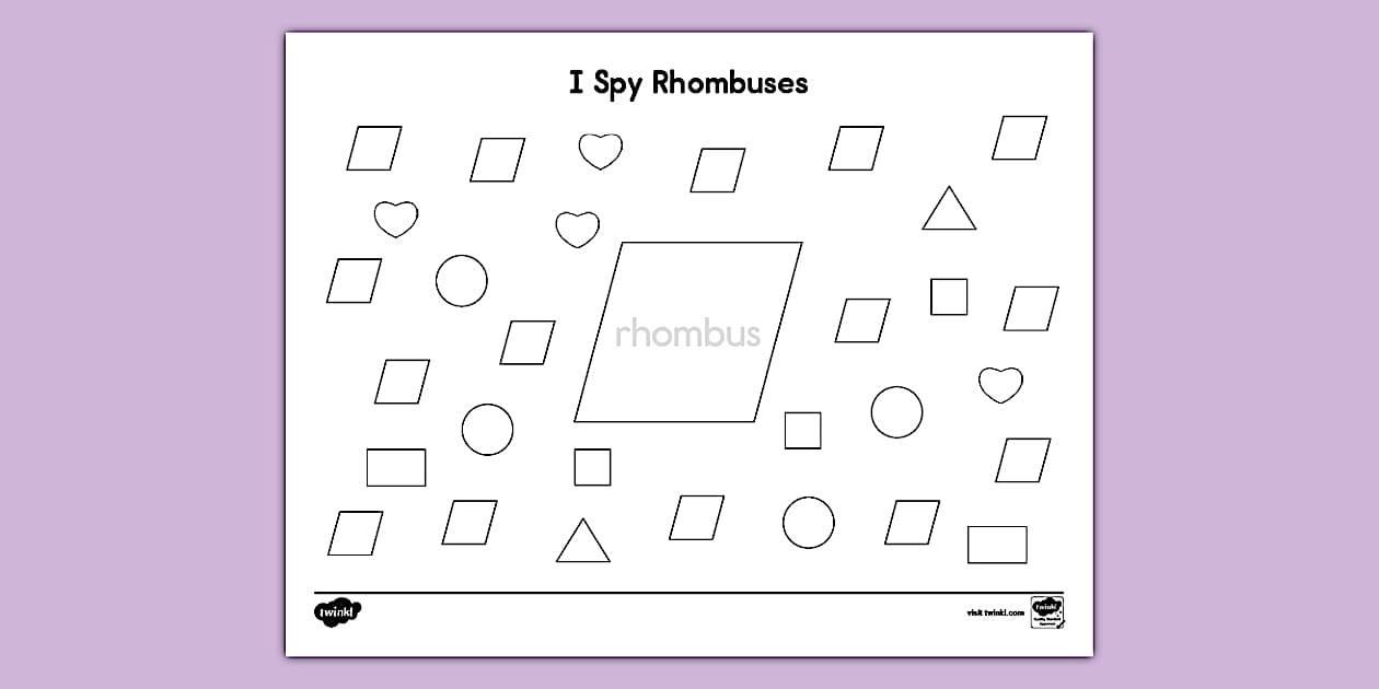 I Spy Rhombuses: Shape Recognition & Tracing Worksheet
