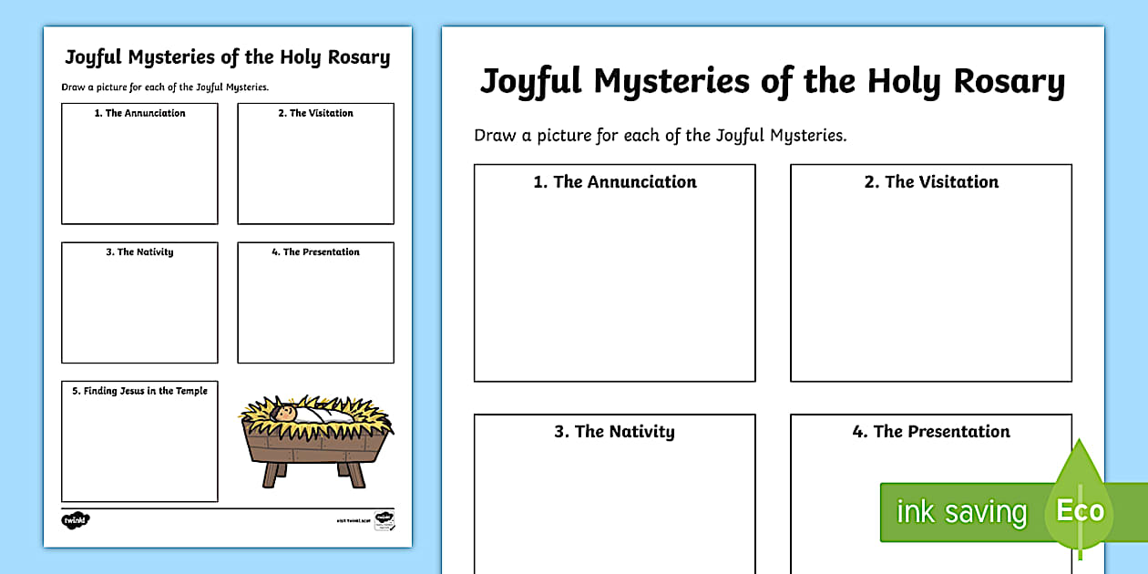 The Joyful Mysteries Worksheet - Twinkl