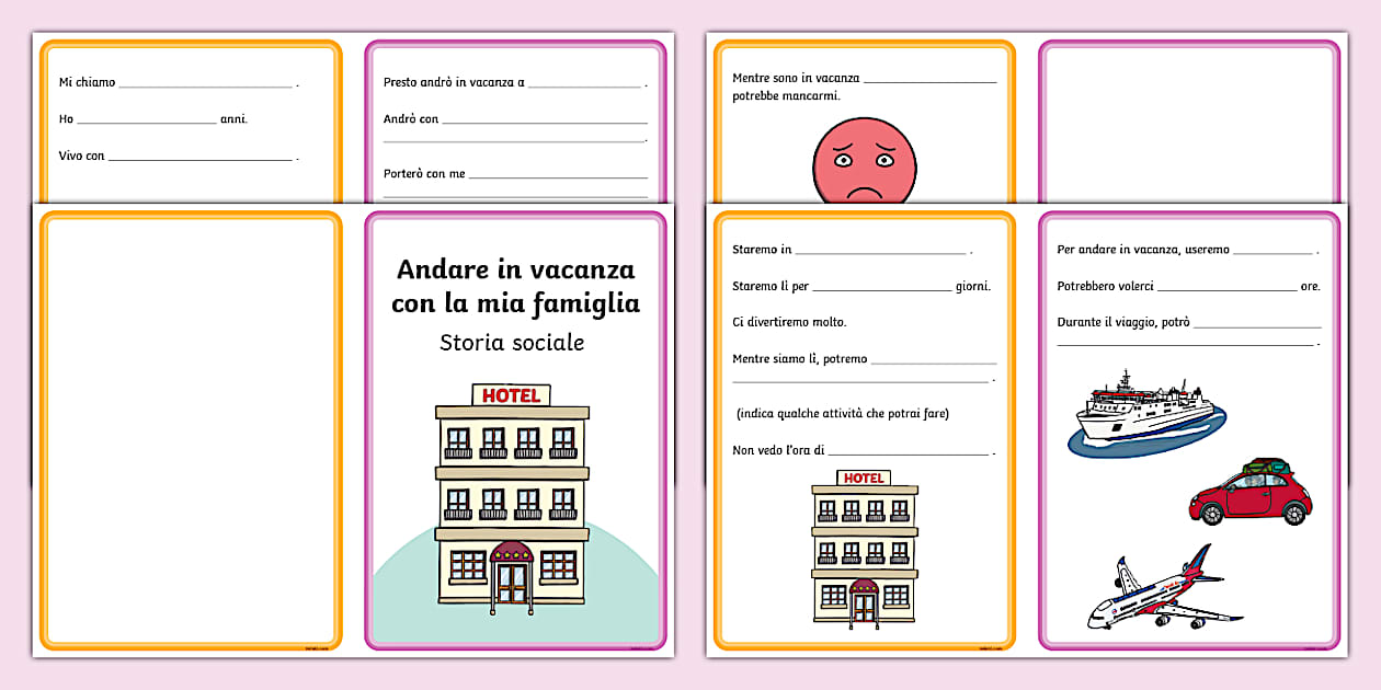 Situazione sociale: andare in vacanza con la mia famiglia