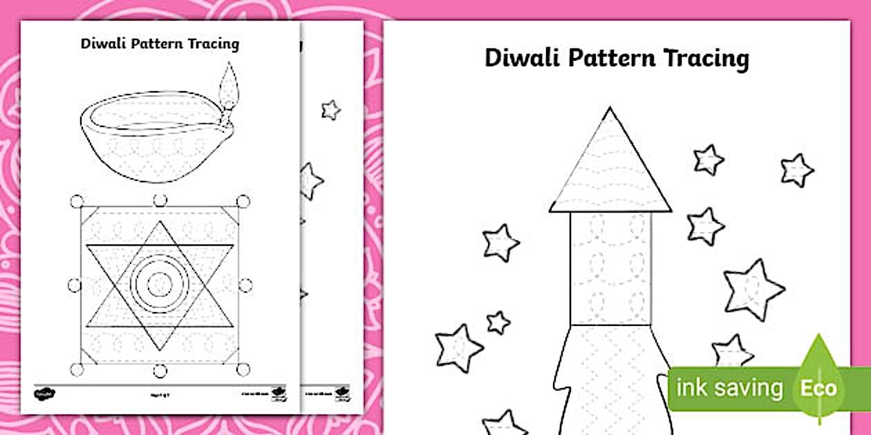 Diwali-Themed Pattern Tracing Activity - Twinkl
