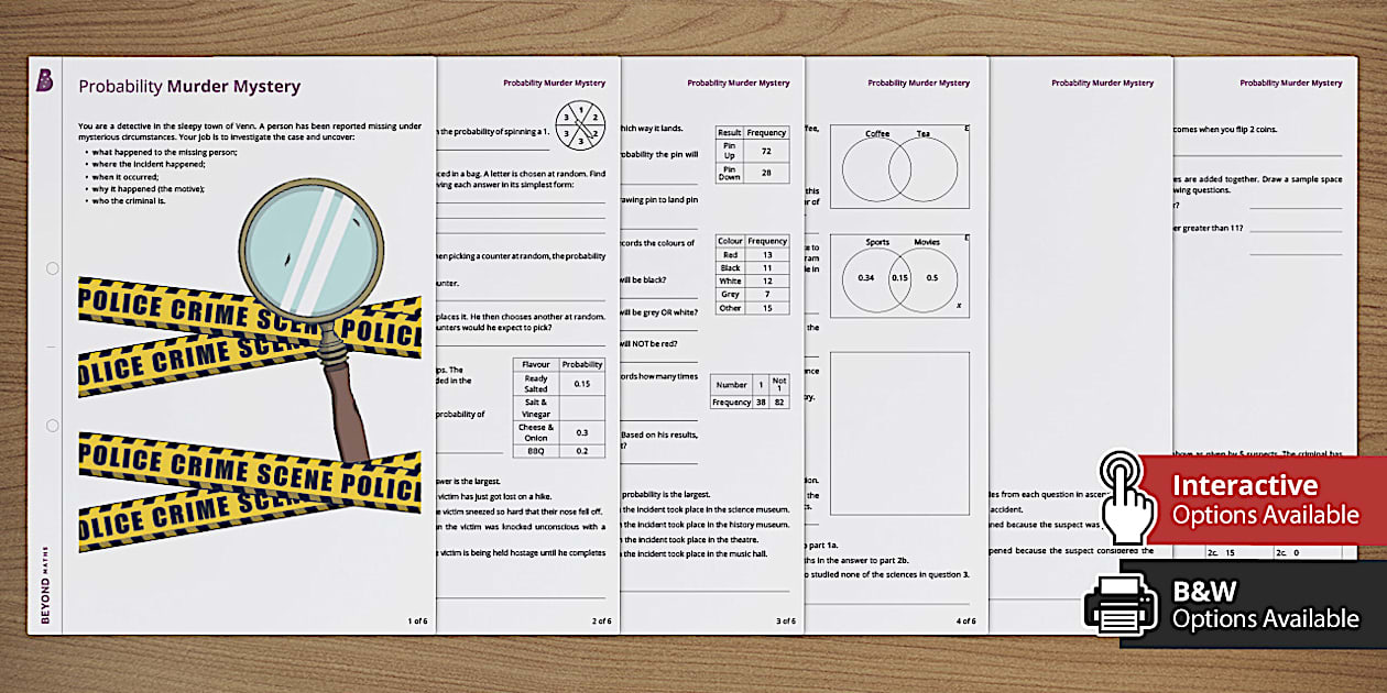 Probability: Murder Mystery (teacher made) - Twinkl