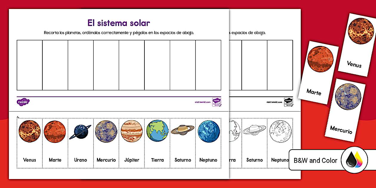 Clasifica y ordena: El sistema solar