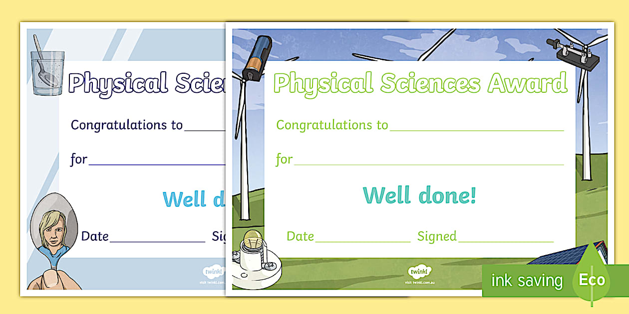 Year 5-6 Physical Sciences Certificates - Australia