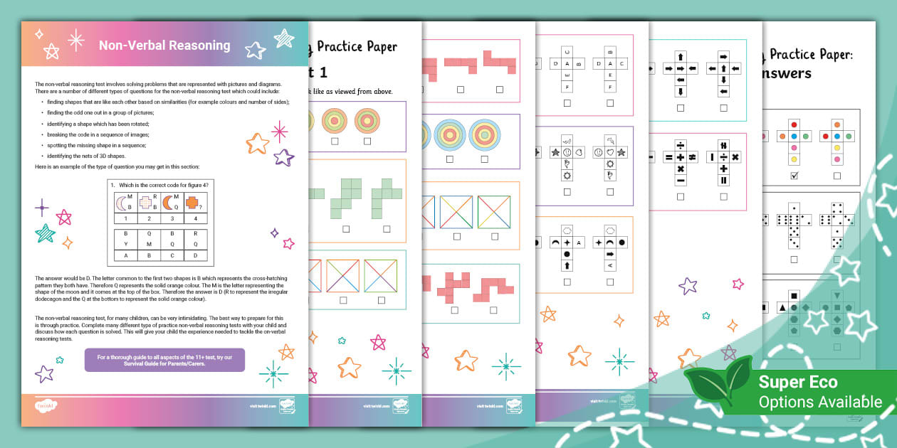 11+ Non-Verbal Reasoning Practice Paper: Shape - Twinkl
