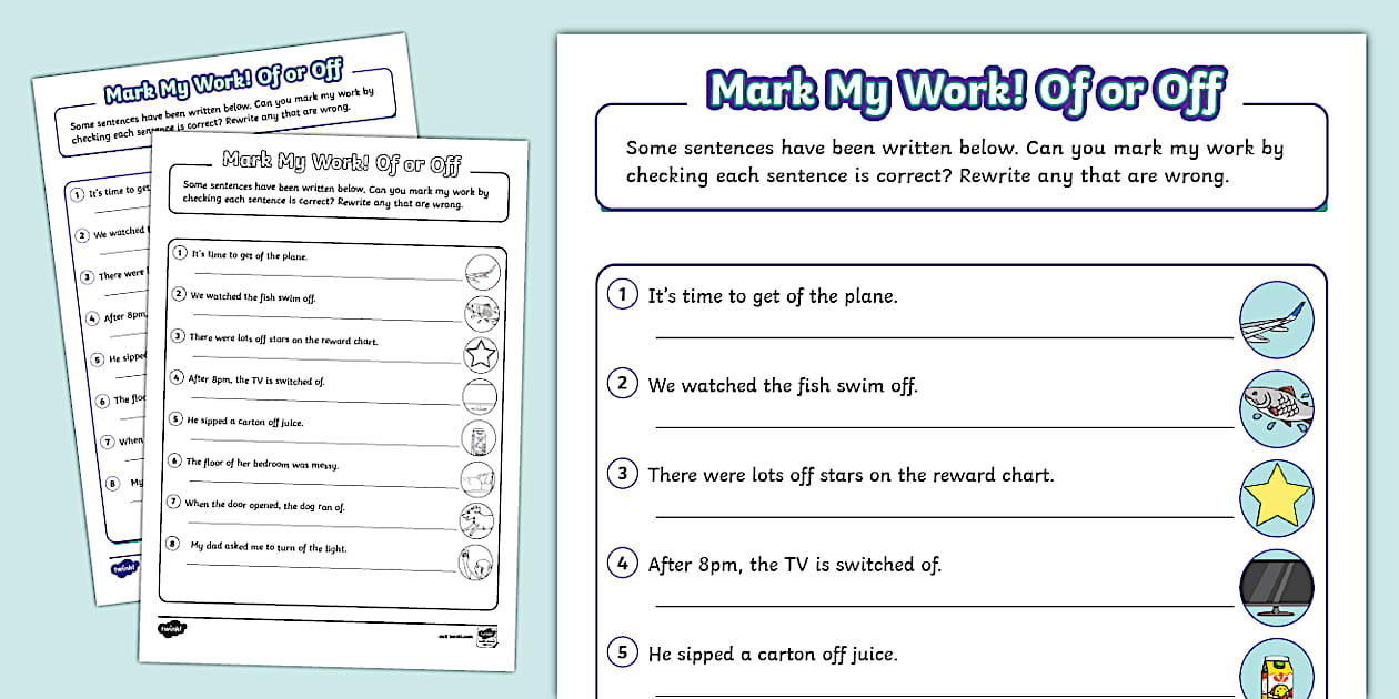 Mark My Work! Of and Off (teacher made) - Twinkl